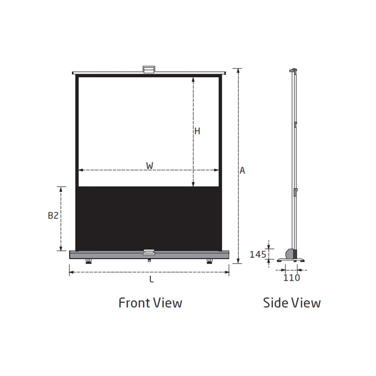 Liberty Grandview 92"(16:9) Portable X/Y Floor Up Screen With Matt White